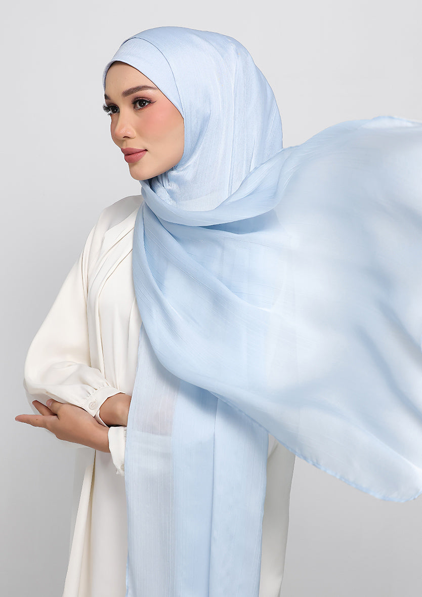 Pastel Blue Satin Crinkled - Instant Hijab Set with Inner – BOKITTA-UK