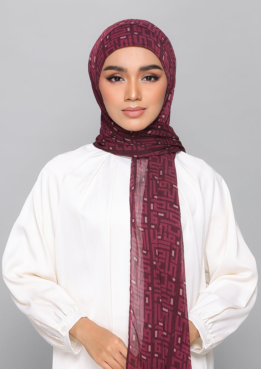 Monogram Maroon - Instant Hijab With Inner – BOKITTA-UK